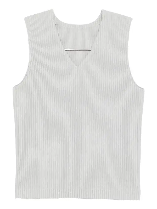 Issey Miyake Sleeveless V-neck Pleated Top - Multicolor
