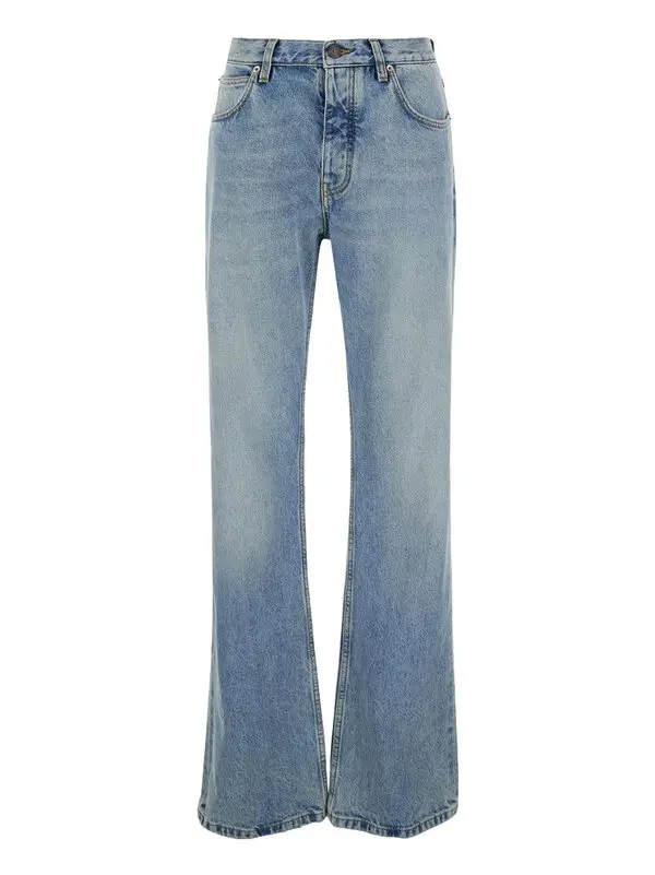 Balenciaga Light Blue Denim Low Waisted Straight Leg Jeans - Multicolor