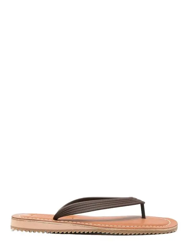 Miu Miu Thong Flip-flops With Logo Detail - Brown