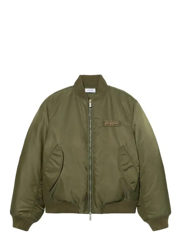 Off-White Bomber Jacket With Embroidered Detail - Green