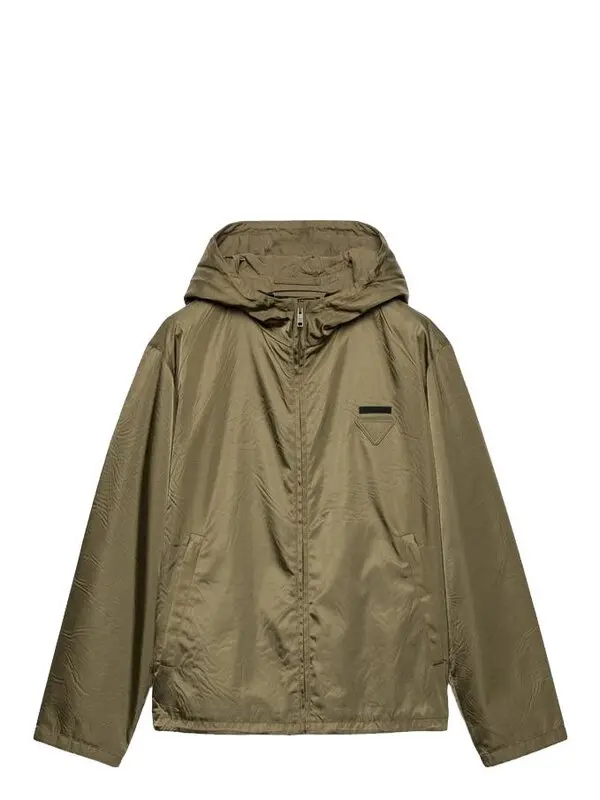 Prada Re-nylon Hooded Blouson Jacket With Logo Detail - Green