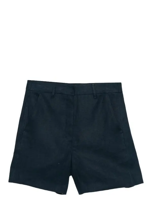 Max Mara Tailored Linen Shorts With Belt Loops - Blue