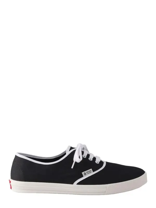 Prada Black Cotton Lace-up Sneakers - Multicolor