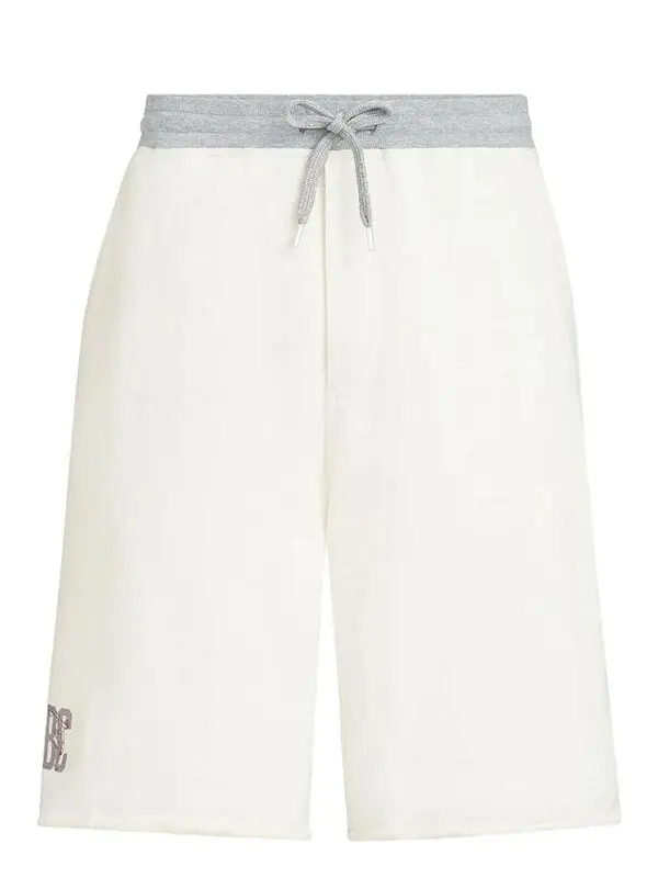 Brunello Cucinelli Cotton Linen Blend Bermuda Shorts With Drawstring Waist - Cream