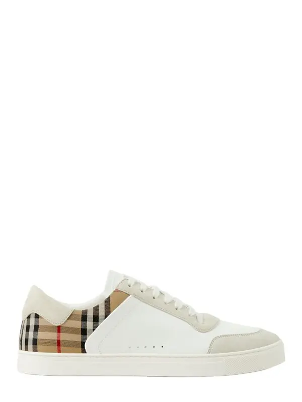 Burberry Check Motif Leather Sneakers - Multicolor
