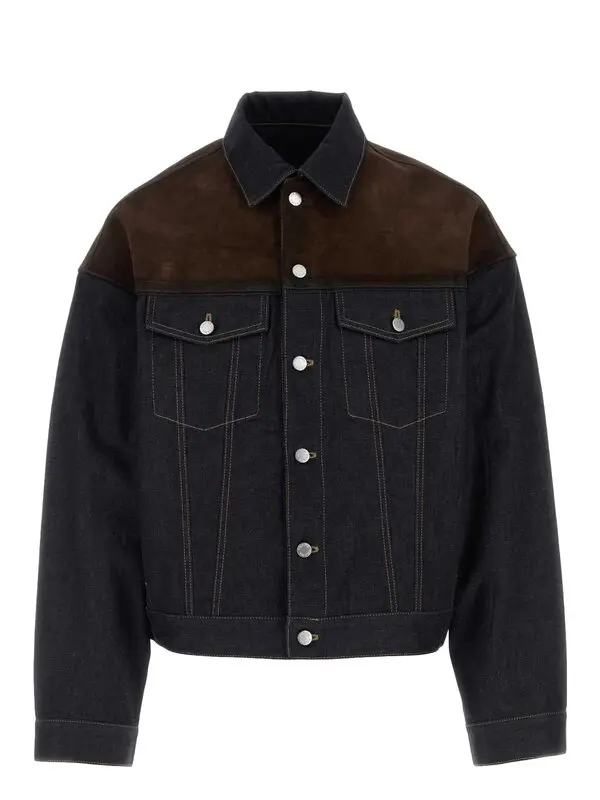 Prada Dark Denim And Suede Jacket - Blue