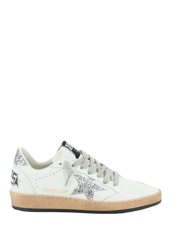 GOLDEN GOOSE Ballstar Leather Sneakers With Glitter Logo - Multicolor
