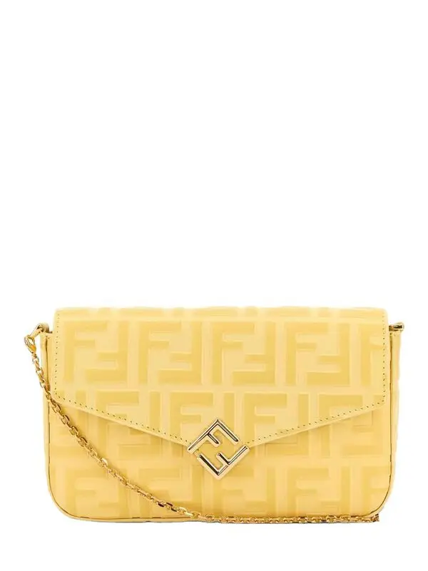 Fendi Geometric Pattern Calf Leather Wallet - Yellow