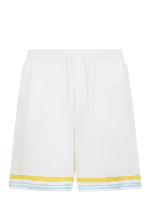 Casablanca Silk Bermuda Shorts With Striped Trim - White