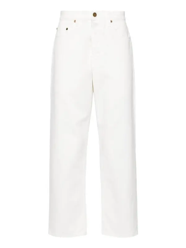GOLDEN GOOSE Loose Fit White Cotton Denim Jeans With Star Stud Detailing - Multicolor