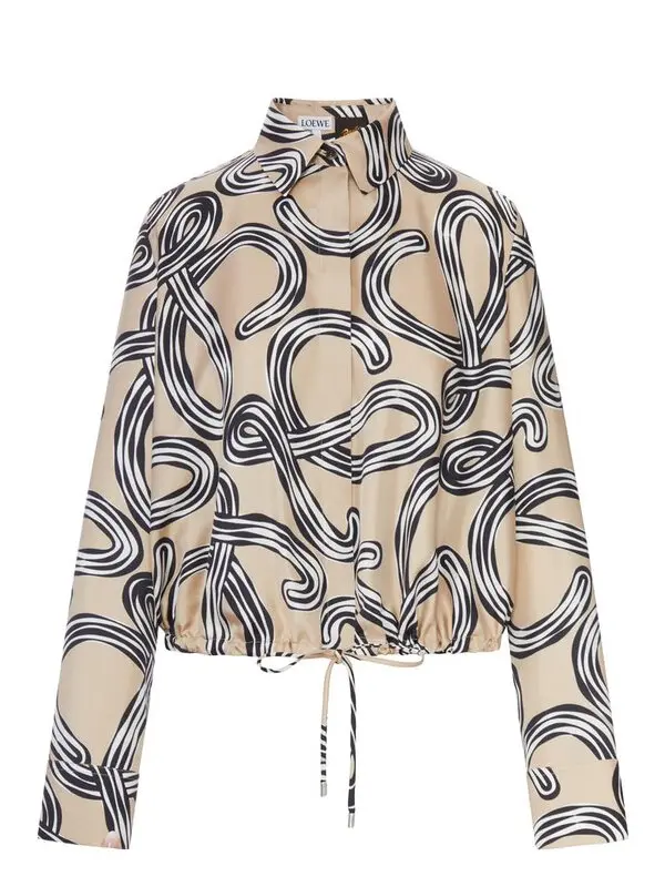 Loewe Silk Twill Balloon Shirt With Anagram Print - Multicolor