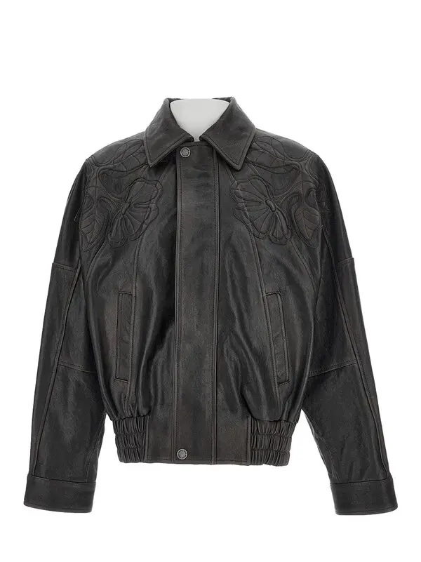 GOLDEN GOOSE Nappa Leather Embroidered Jacket - Multicolor
