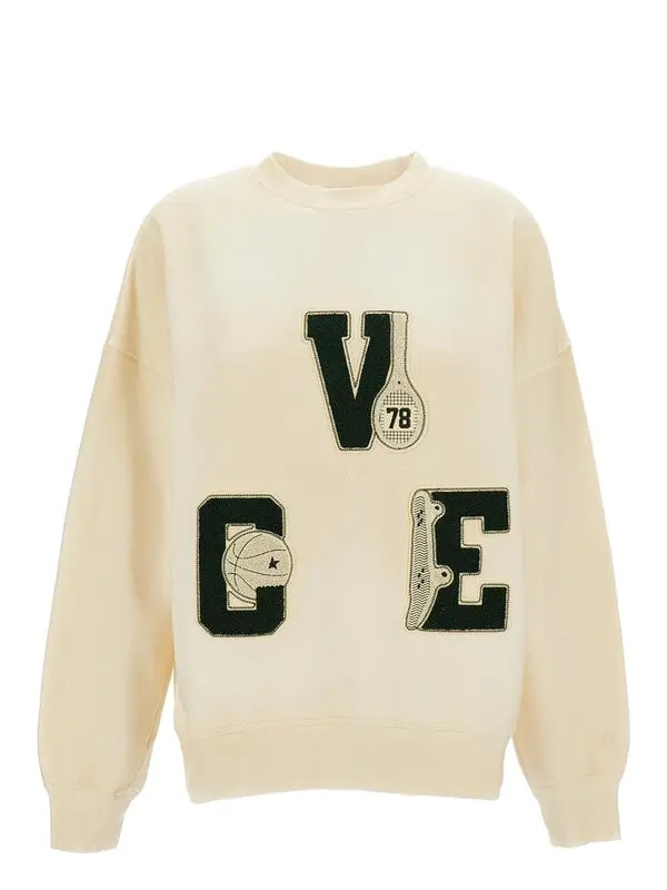 GOLDEN GOOSE Boxy Fit Vintage Effect Crewneck Sweatshirt - Multicolor