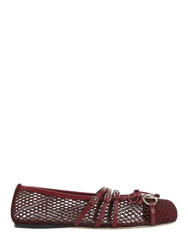 Gucci Mesh Ballerinas With Horsebit Detail - Red