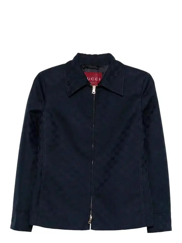 Gucci Gg Blue Cotton Gabardine Jacket - Multicolor