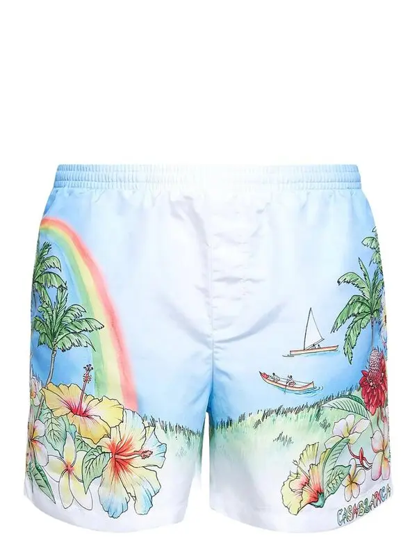 Casablanca Aloha Print Track Shorts - Blue