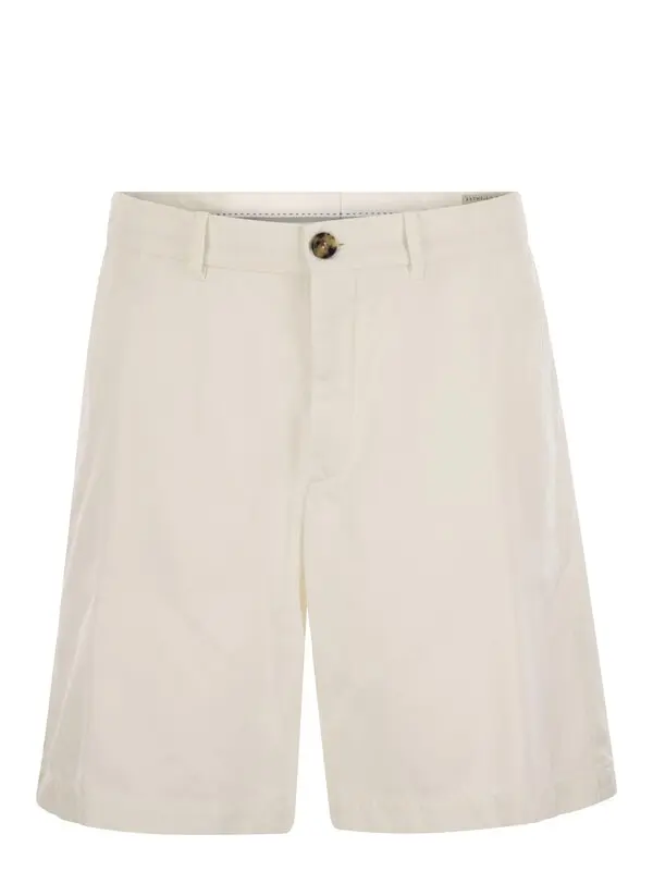 Brunello Cucinelli Cotton Gabardine Bermuda Shorts - White