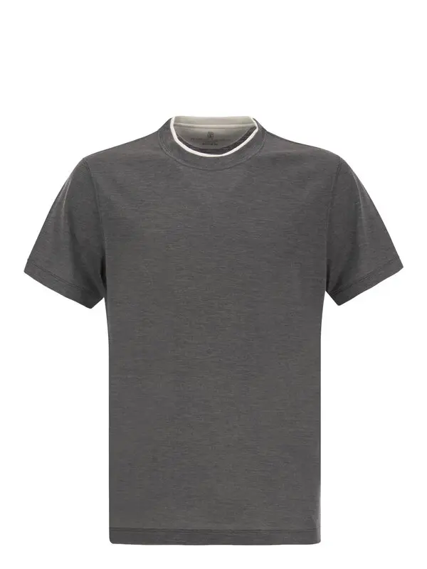 Brunello Cucinelli Silk And Cotton T-shirt - Gray