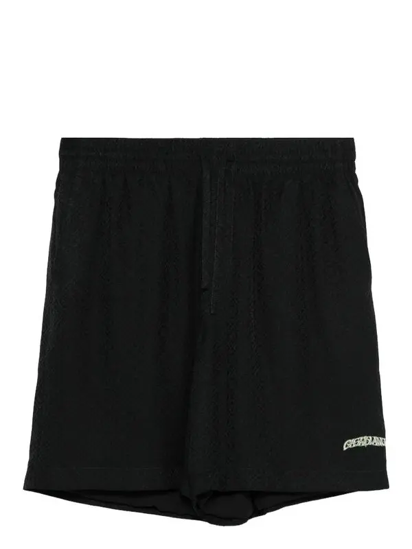 Casablanca Silk Jacquard Logo Motif Track Shorts - Black