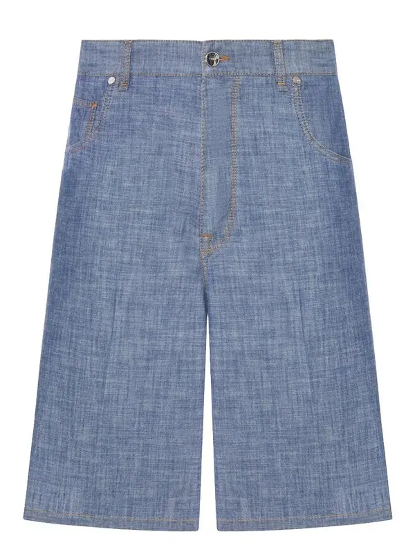 Fendi Light Chambray Bermuda Shorts - Blue