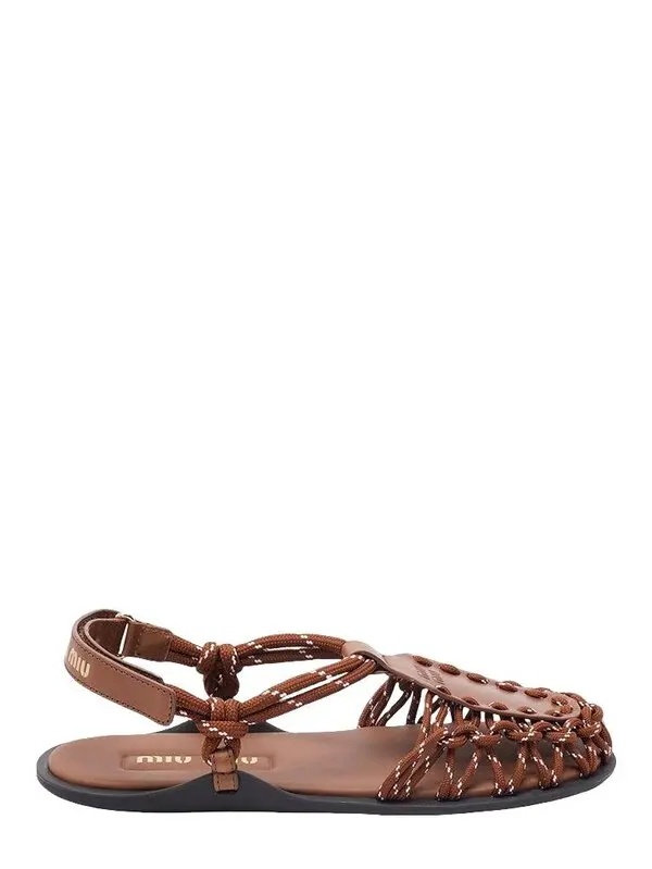 Miu Miu Flat Cord And Leather Sandals - Multicolor