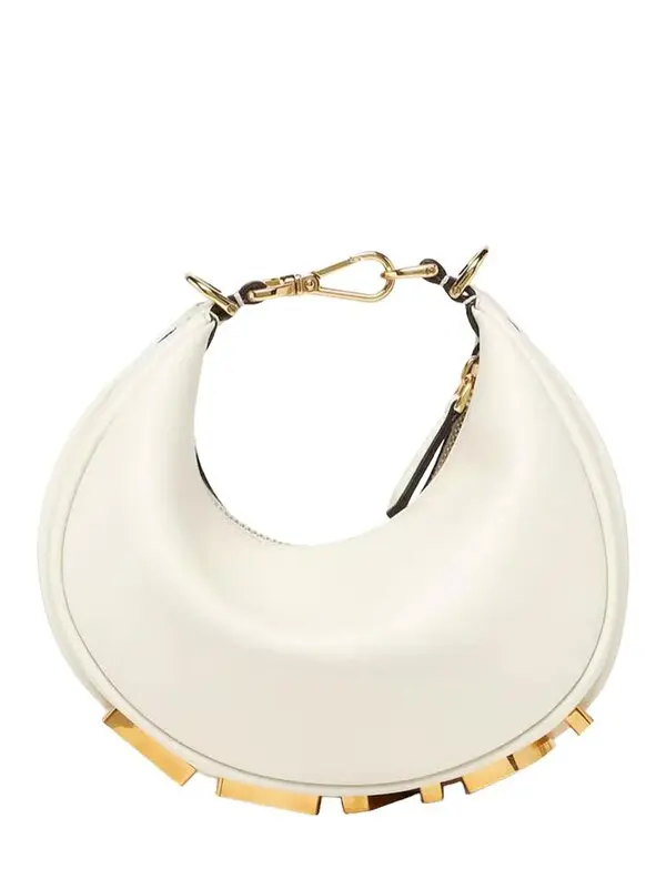 Fendi Graffiti Mini Hobo Bag In White Leather - Multicolor