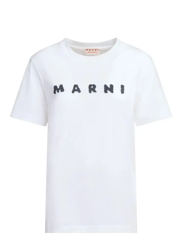 Marni Textured Logo Cotton T-shirt - White
