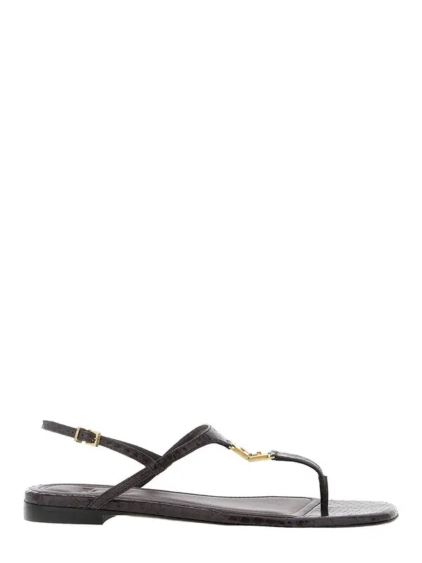 Fendi Ffold Ayers Thong Sandals With Metal Logo - Purple