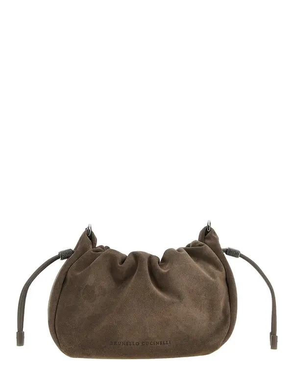 Brunello Cucinelli Bucket Mellow" Suede Mini Bucket Bag - Brown