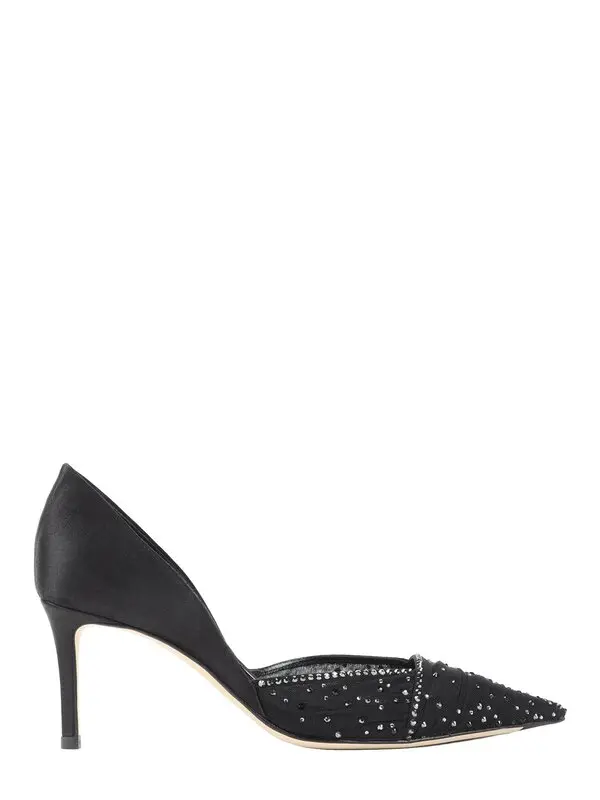 Giorgio Armani Satin And Tulle Embellished Stiletto Pumps - Black