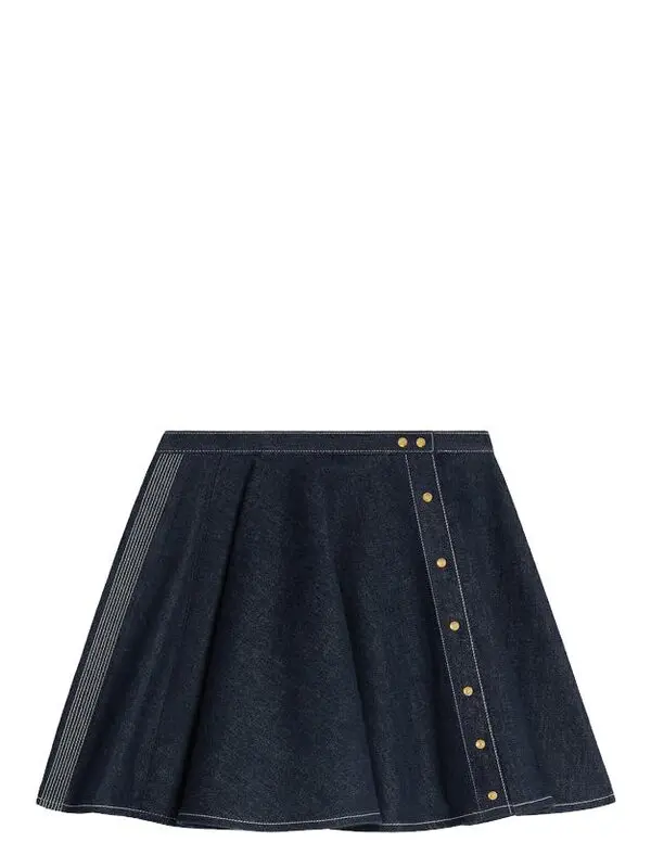 Celine Light Indigo Denim Peplum Skirt - Multicolor