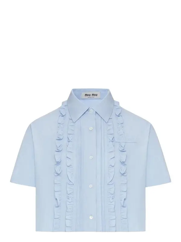 Miu Miu Poplin Shirt With Ruffled Details - Multicolor