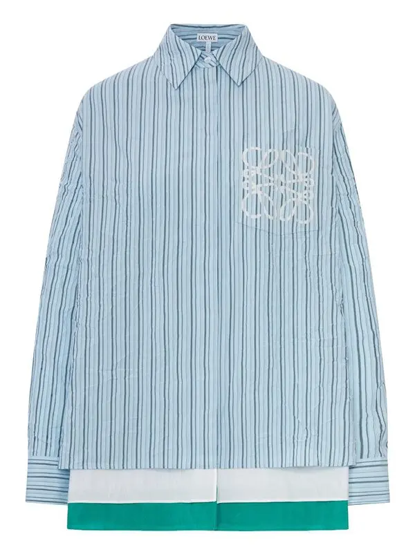 Loewe Technical Cotton Crinkle Striped Shirt - Multicolor