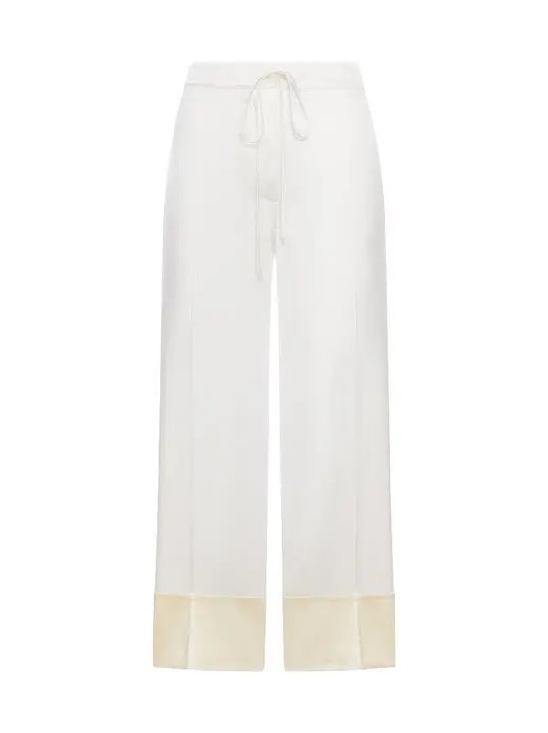 TOTEME Wide-leg Satin Drawstring Trousers - White