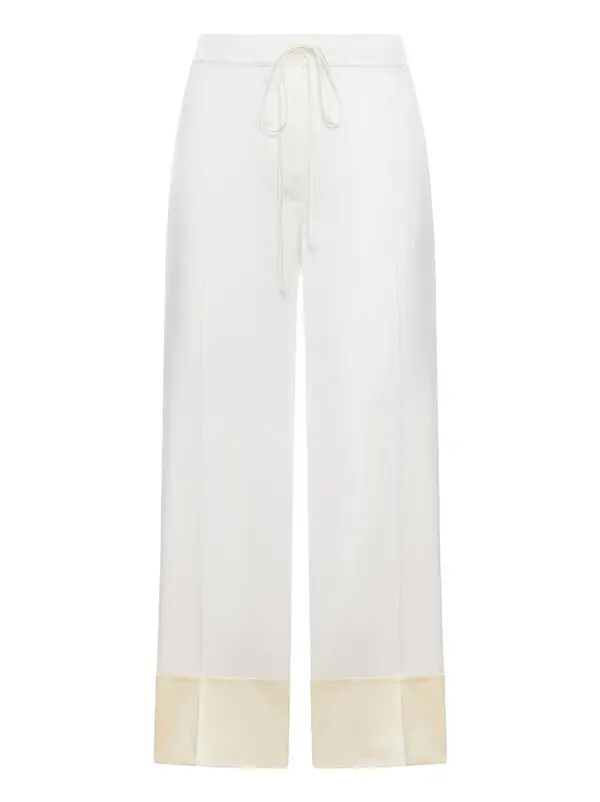 TOTEME Wide-leg Satin Drawstring Trousers - White