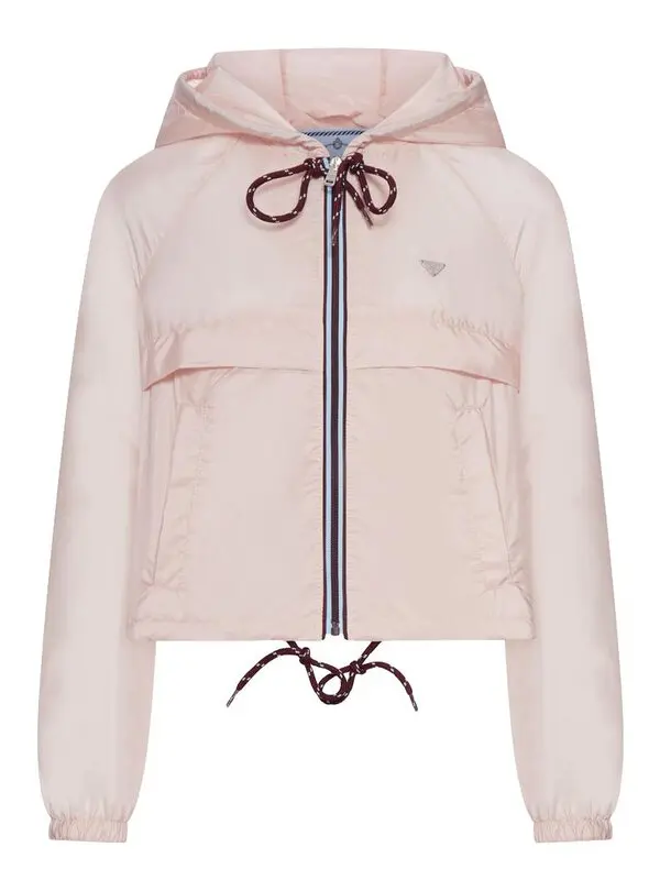 Prada Lightweight Re-nylon Jacket With Hood And Drawstring - Multicolor