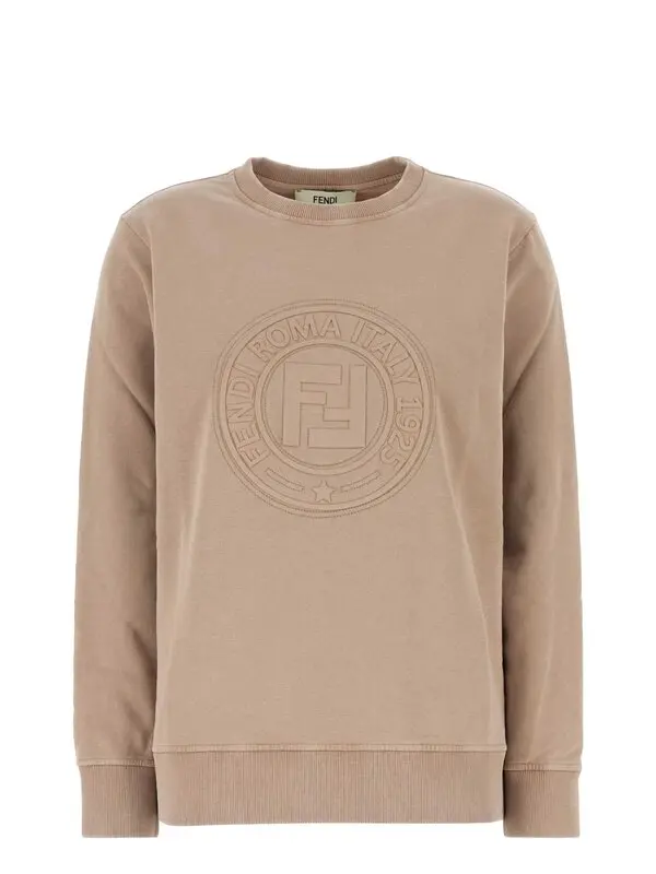Fendi Oversized Cotton Sweatshirt With Monogram Detail - Brown