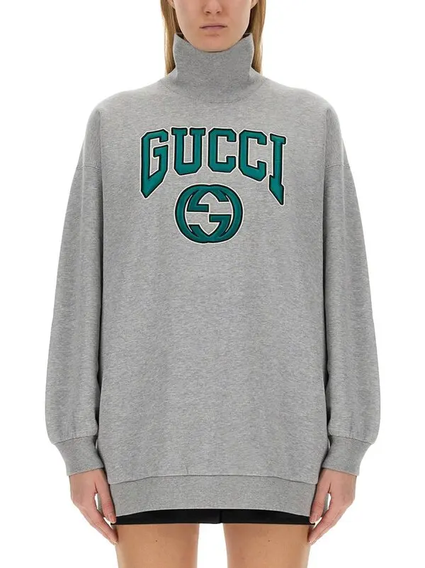 Gucci Embroidered Cotton Sweatshirt - Gray