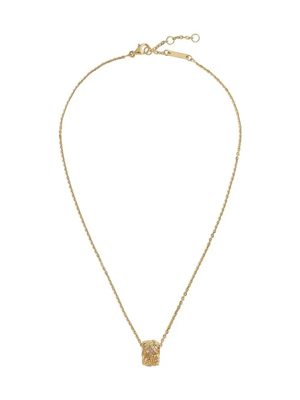 Bottega Veneta 18 Karat Gold Finish Necklace With Intreccio Pendant - White