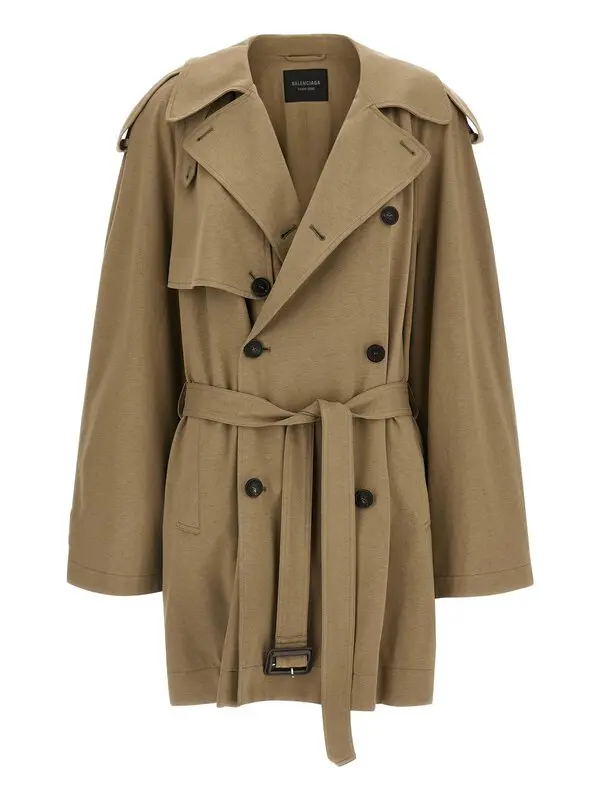 Balenciaga Double-breasted Cotton Trench Coat - Cream