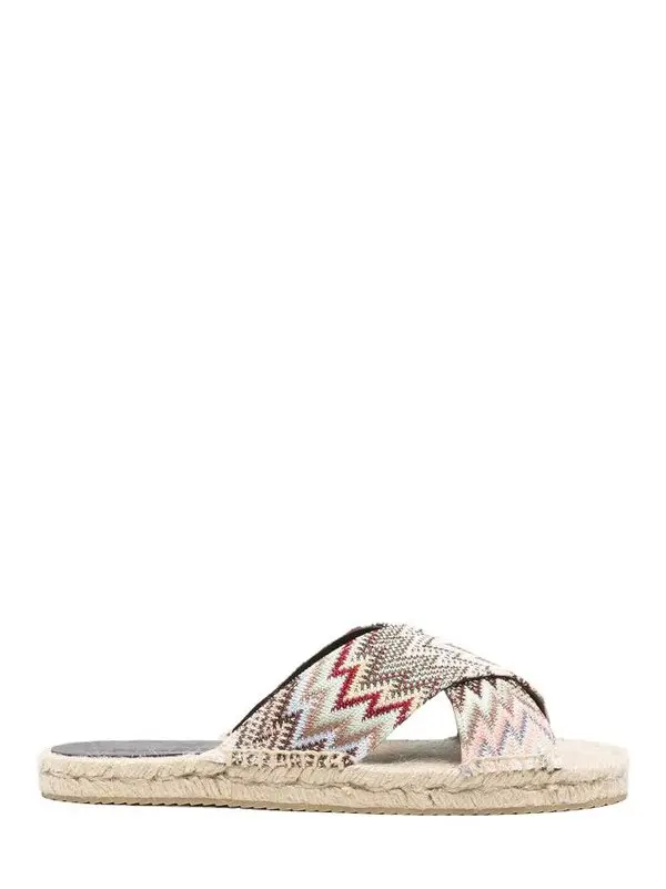 Missoni Patterned Criss-cross Strap Woven Espadrille Slides - Cream