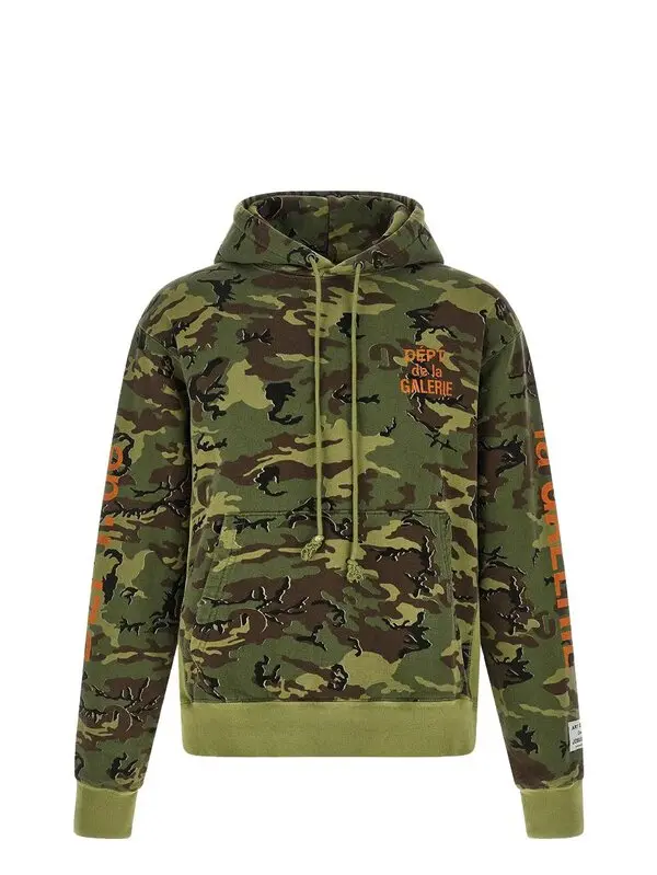 GALLERY DEPT. Camouflage Print Cotton Hoodie With Logo Detail - Green