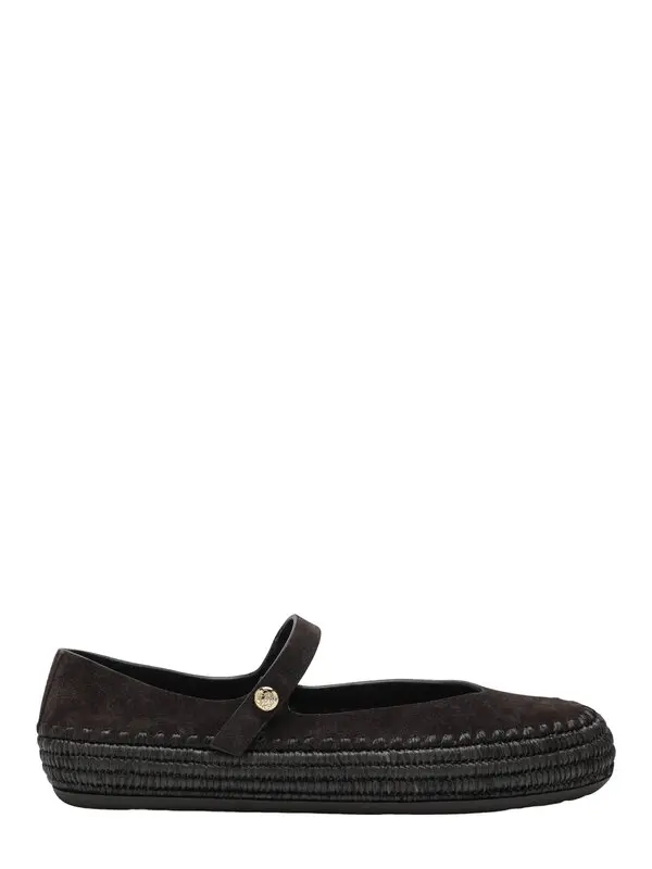 Loewe Suede And Raffia Mary Jane Shoes - Brown