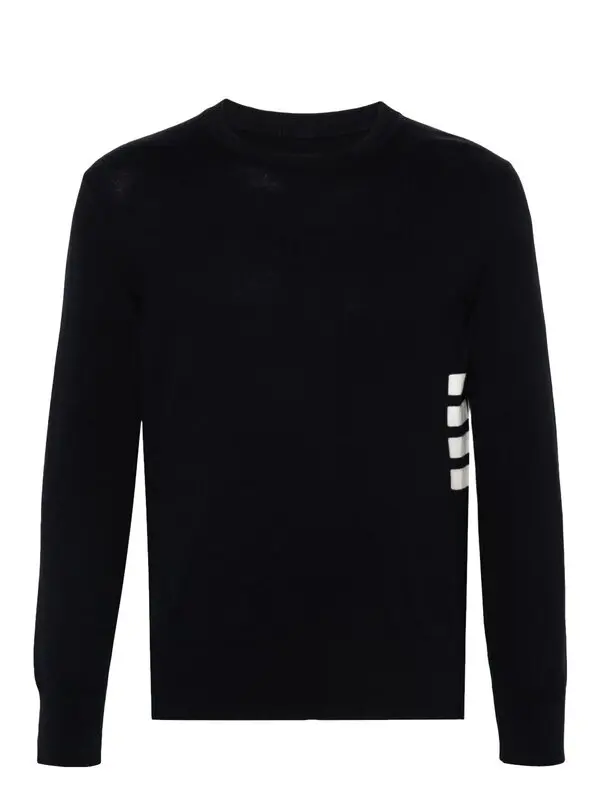 Thom Browne 4-stripe Detail Fine Knit Crewneck Sweater - Blue