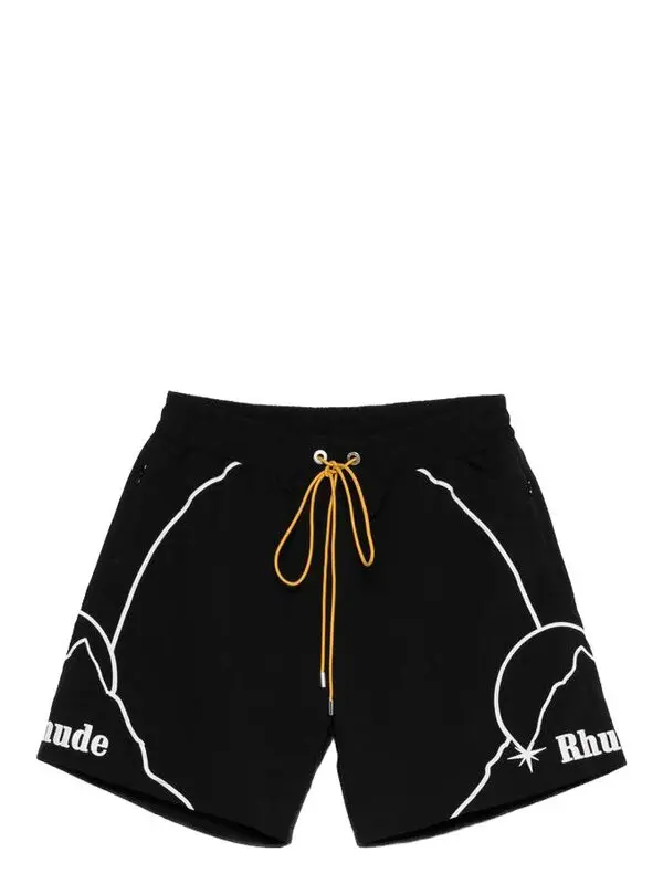 Rhude Logo Track Shorts - Black