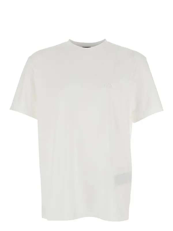 Giorgio Armani T-shirt With Embroidered Logo On The Front In Cotton - Multicolor