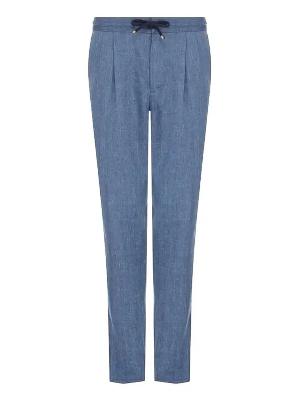 Brunello Cucinelli Linen Trousers With Drawstring And Double Pleats - Multicolor