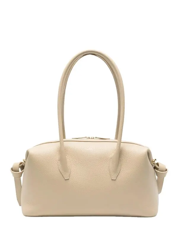 Yuzefi Leather Tote Bag With Knot Detailing - Cream