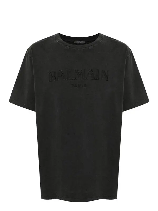 Balmain T-shirt With Vintage Embroidery - Gray