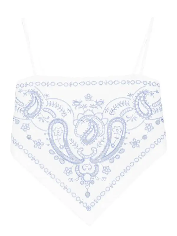 SELF-PORTRAIT Paisley Print Tie Back Halter Top - White